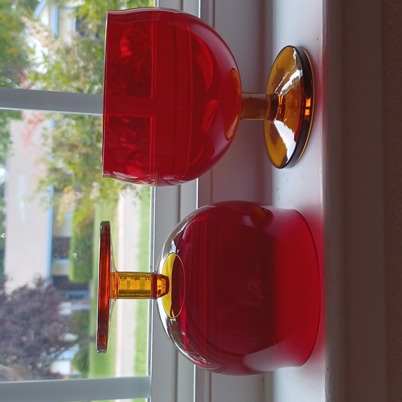 Dining | Midcentury Modern Red And Orange Goblets | Poshmark